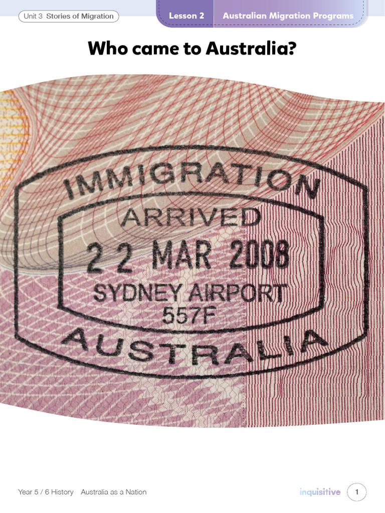 Year 5/6 Migration History Lesson | PDF