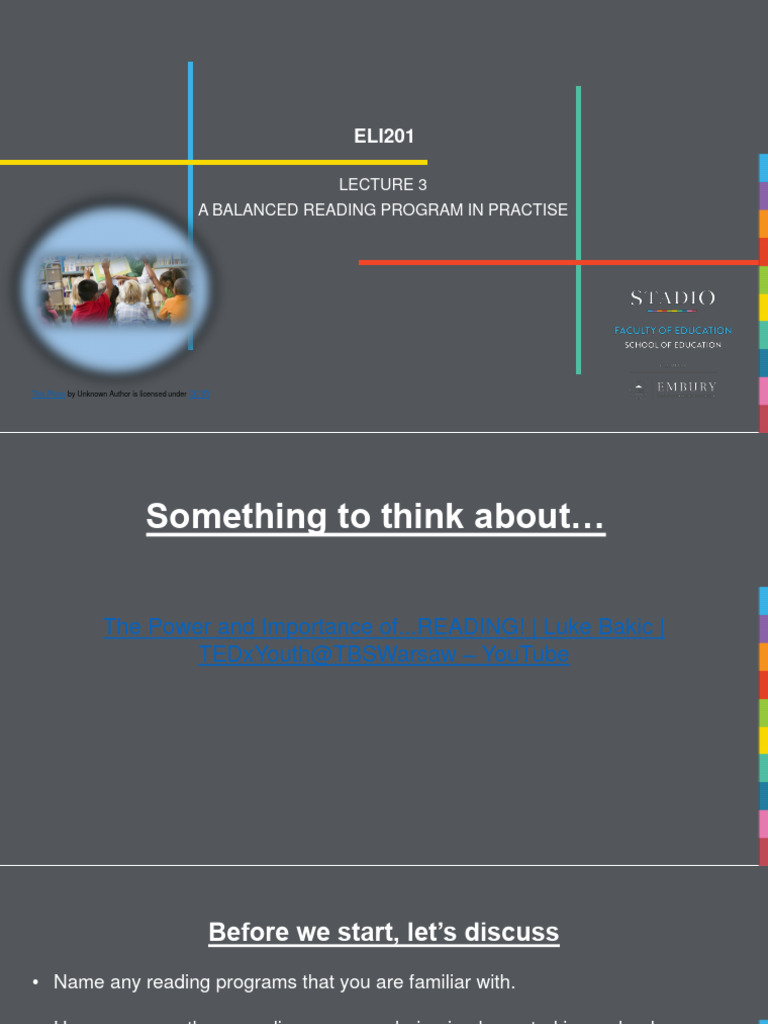 Unit 4 Lecture 3 - A Balanced Reading Program in Practise (Power Point ...