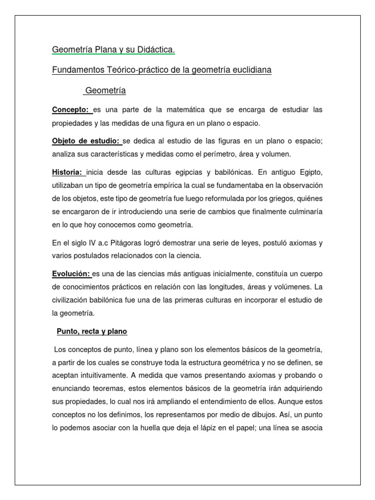 Geometría Plana: Fundamentos Básicos | PDF | Geometría | Geometría euclidiana
