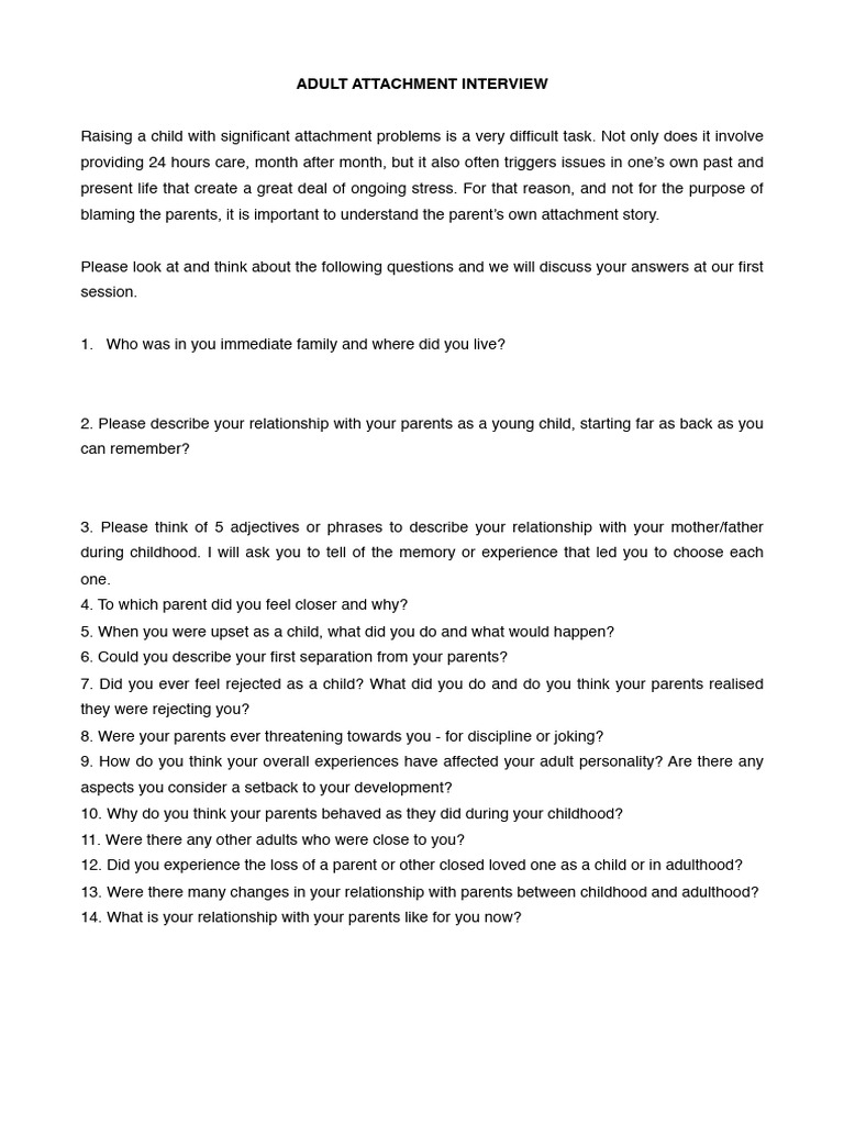 Adult Attachment Interview modified | PDF