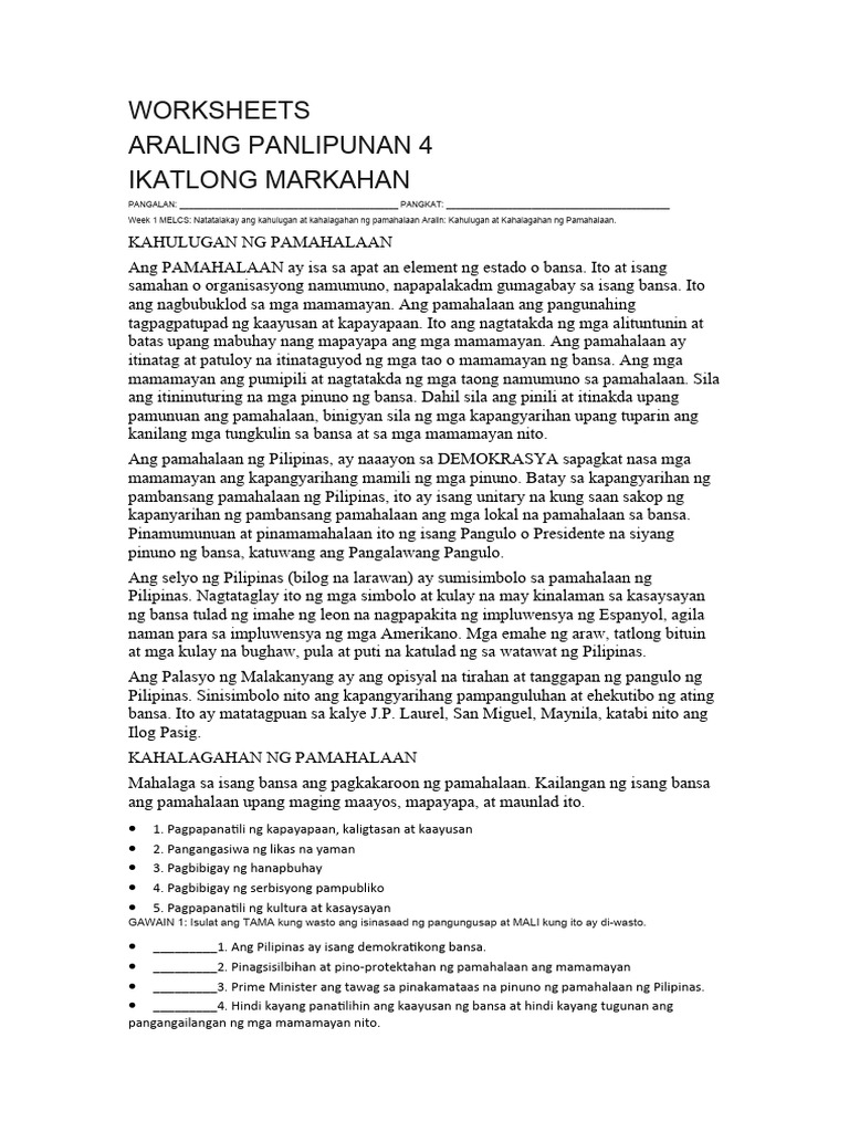 WORKSHEETS-apan q3 w4 | PDF