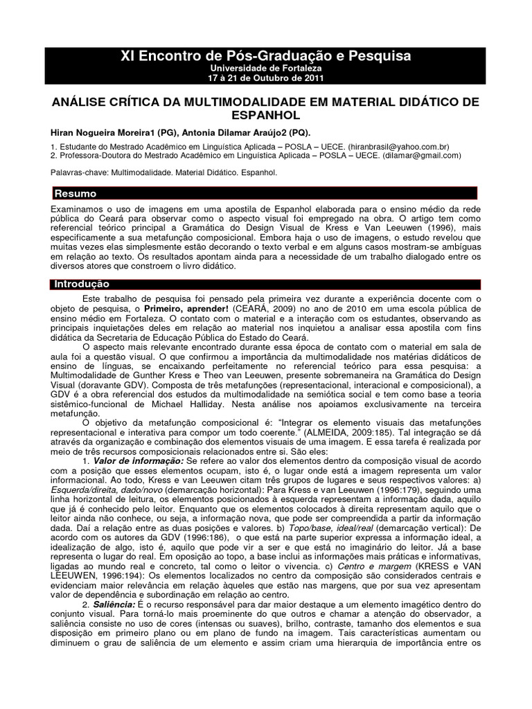 Artigo Hiran Encontro Pesquisa Unifor 2011 | PDF