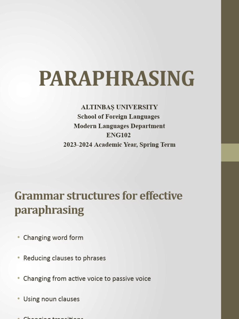 #13 - Grammar Structures For Effective Paraphrasing | PDF | Adverb ...