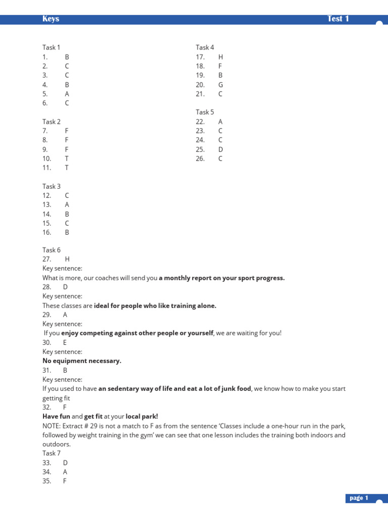 Zno Leader Tests b1 - Keys - 20.02 | PDF | Virtual Reality ...