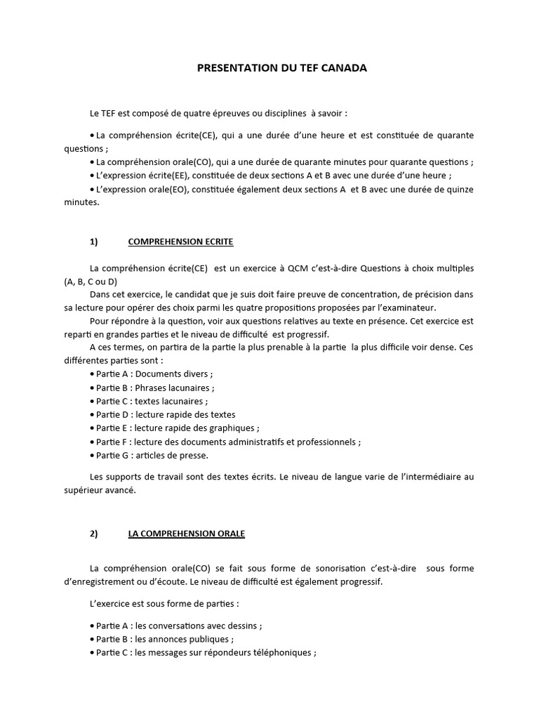 Presentation Du Tef Canada | PDF