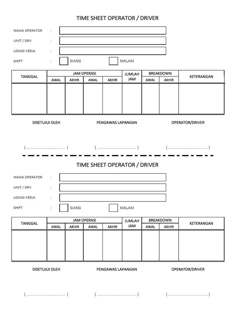 Contoh Time Sheet Operator Alat Berat | PDF | Sains & Matematika | Komputer