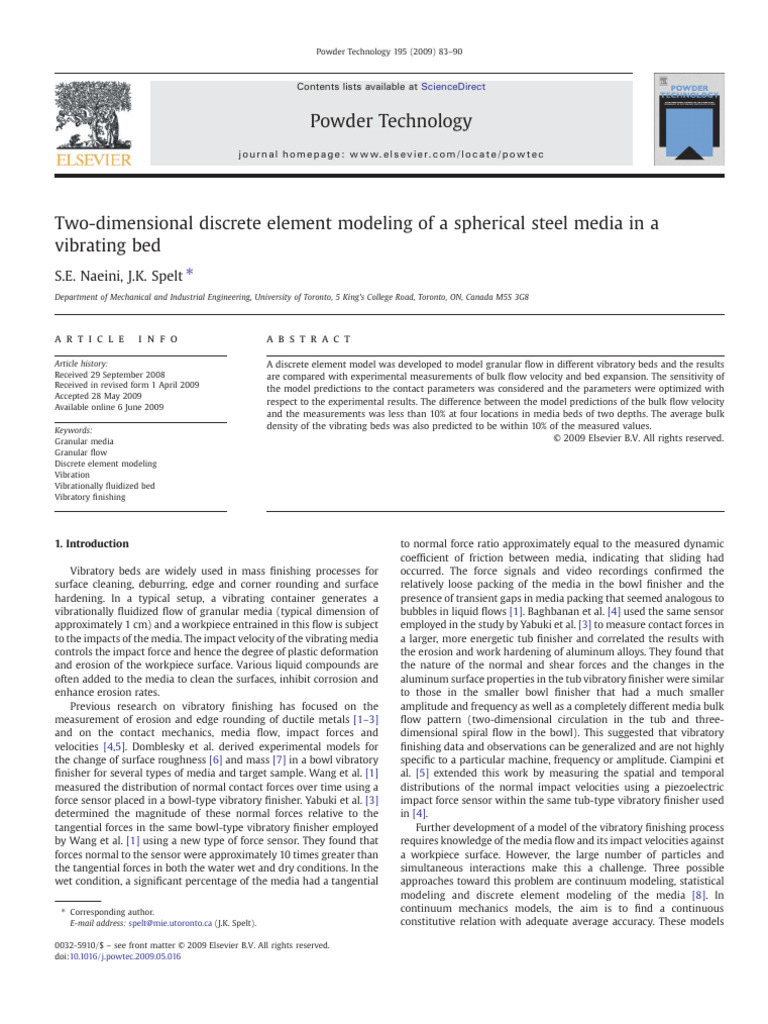 2009 - Two-Dimensional Discrete Element Modeling of A Spherical Steel ...