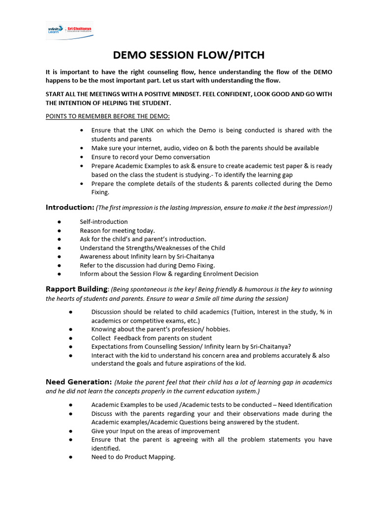 Demo Flow - Counselling Session | PDF