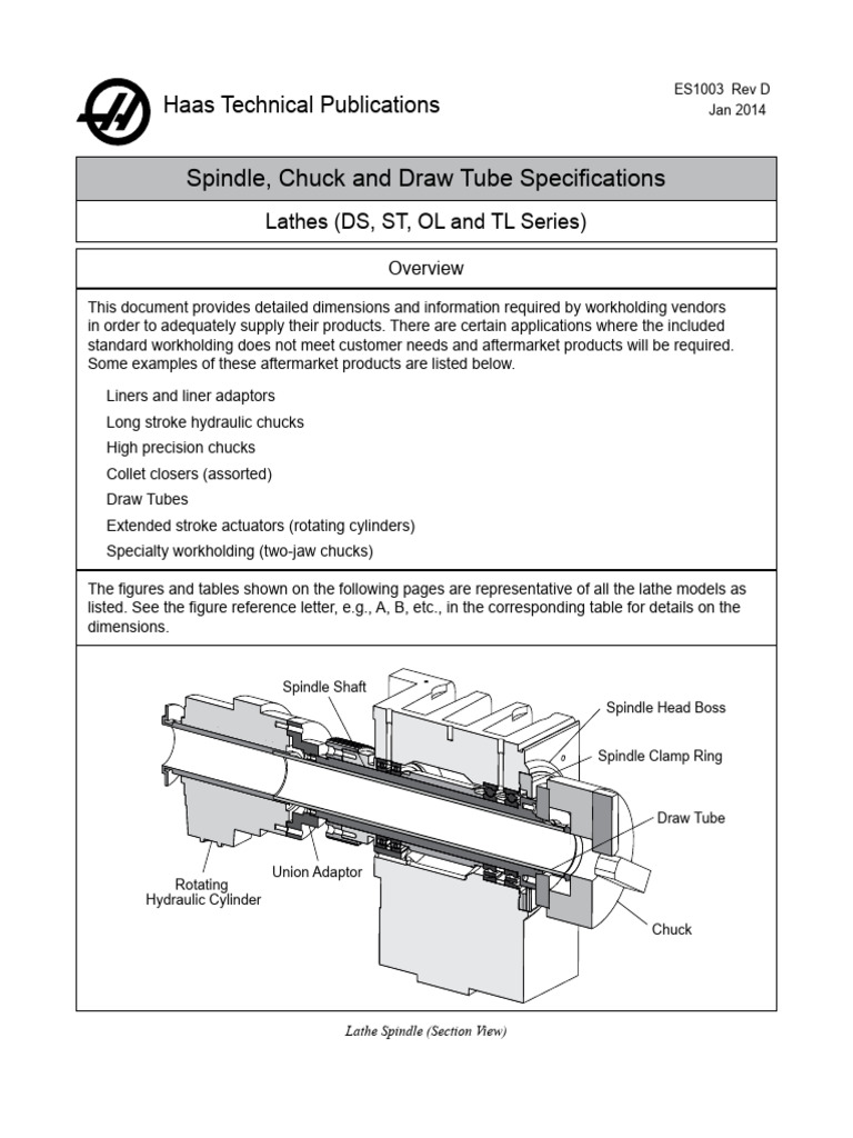Haas Lathe Draw Tube Specifications | PDF | Screw | Tools