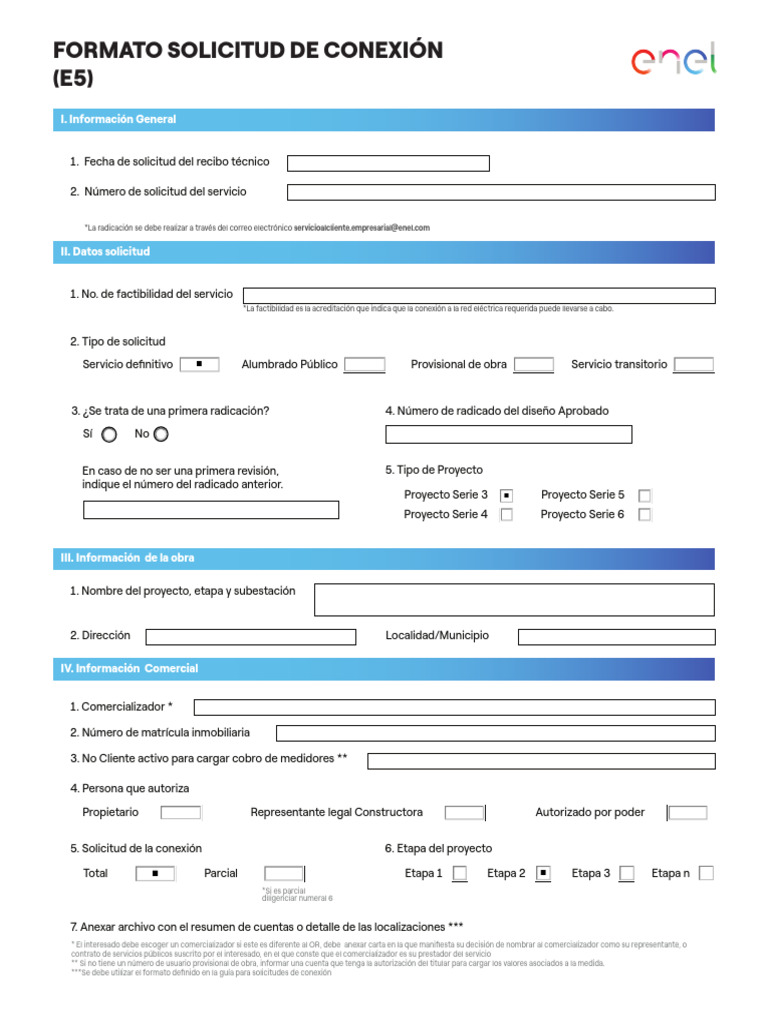 Formato Solicitud de Conexion E5 | PDF