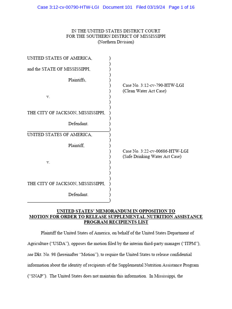 Motion in Opposition To SNAP Info Release | PDF | Supplemental ...