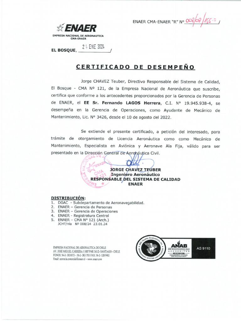 Certificado DGAC | PDF