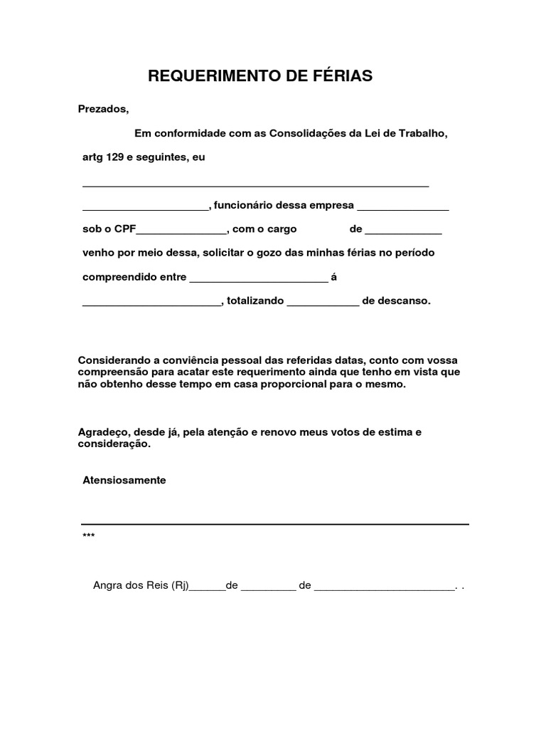 Requerimento de Férias | PDF