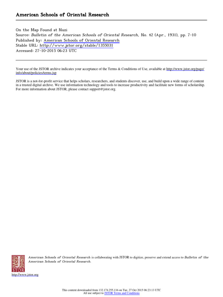 On The Map Found at Nuzi Bulletin of The American Annas Archive | PDF ...