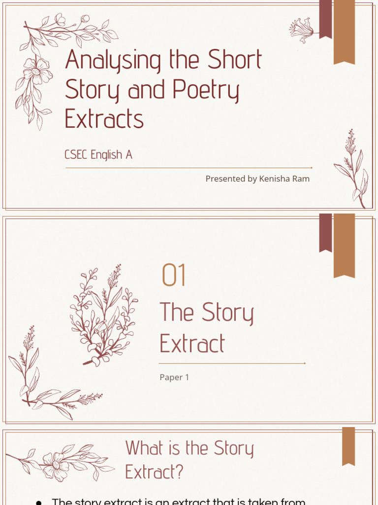Analysing The Short Story and Poetry Extracts | PDF