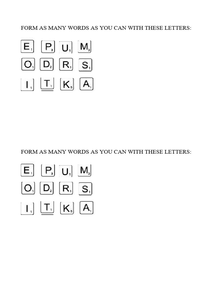 Form As Many Words As You Can With These Letters | PDF | Language Arts ...