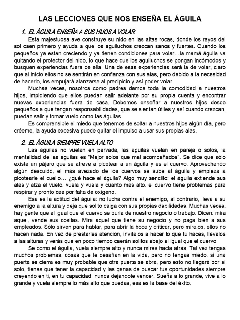 Las Lecciones Que Nos Enseña El Águila | PDF