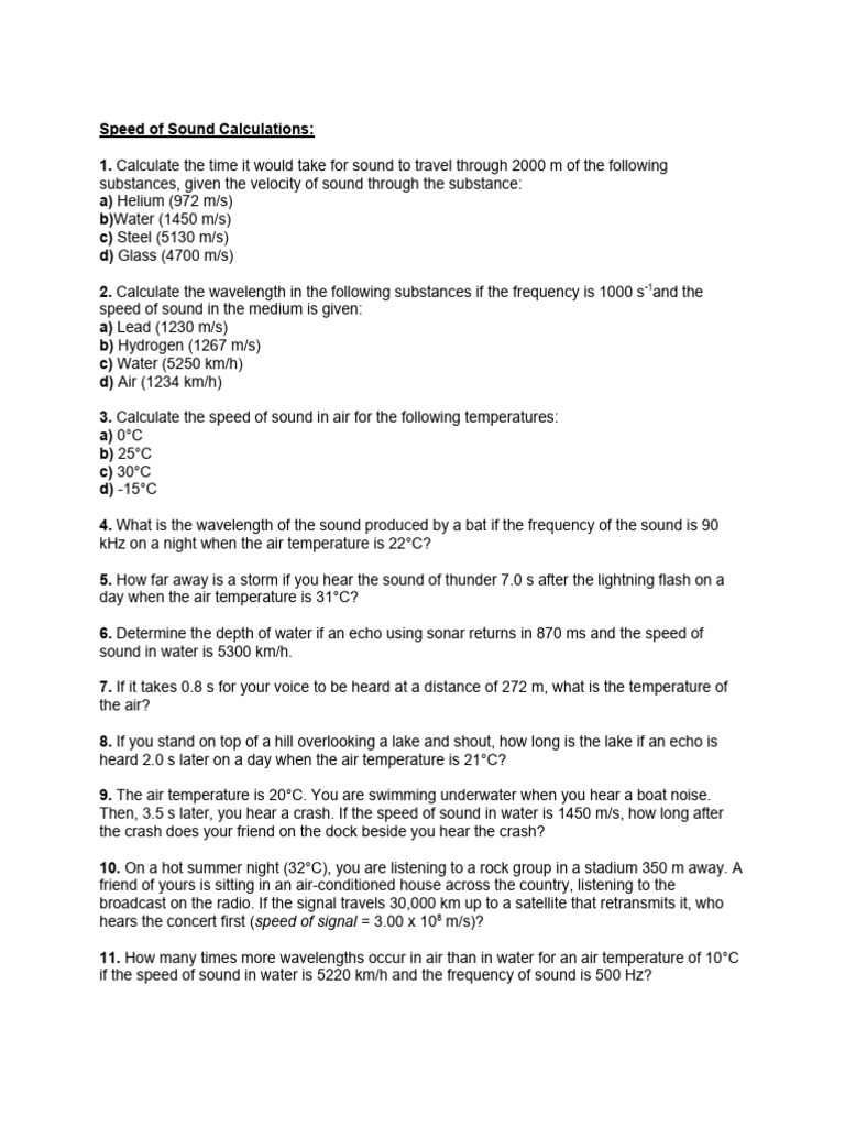 Speed of Sound Calculations Guide | PDF | Sound | Mach Number