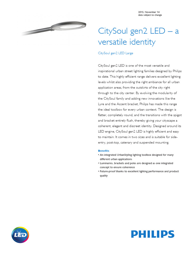 Datasheet CitySoul LED Gen2 | PDF | Electromagnetic Radiation | Light
