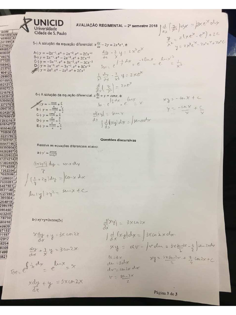 Gabarito Cálculo III | PDF