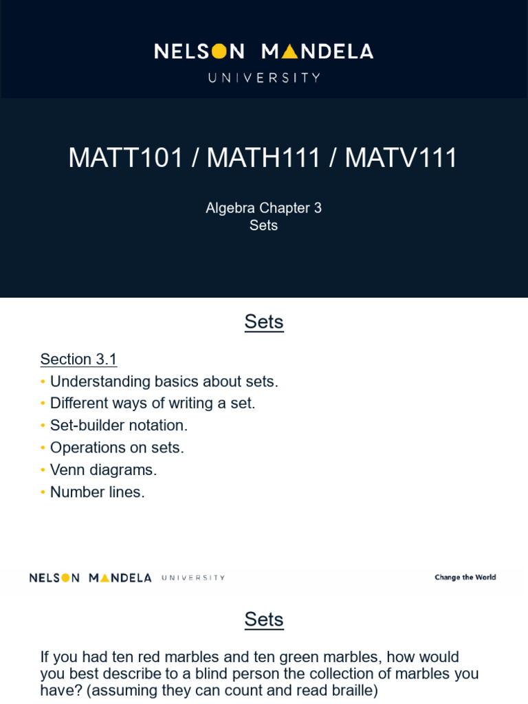 2023 Mathematics 1A Algebra Chapter 3 | PDF | Set (Mathematics) | Integer