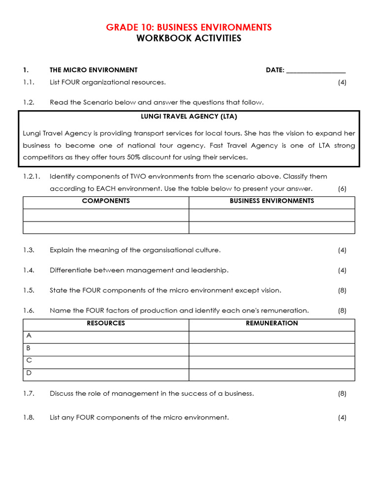 BSTD 10 ENVIRONMENTS WORK SHEET 2020 ENG | PDF | Organized Crime | Macroeconomics