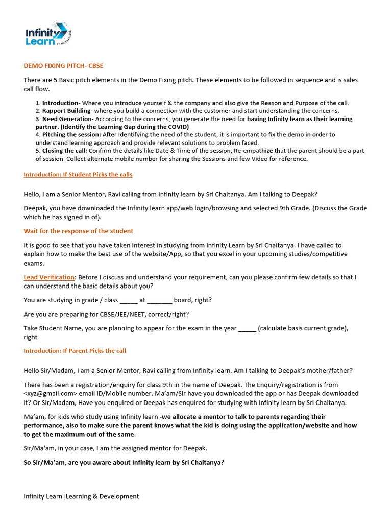 Demo Fixing Script CBSE V1 | PDF | Career & Growth | Business