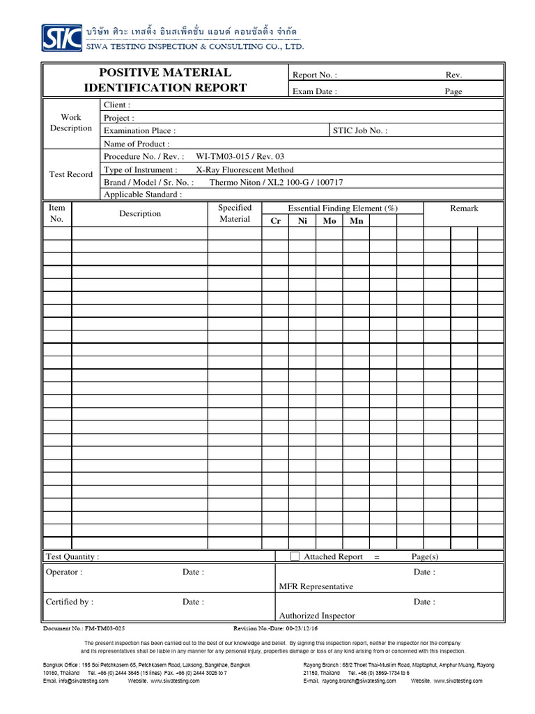 4-1 Form Report PMI | PDF