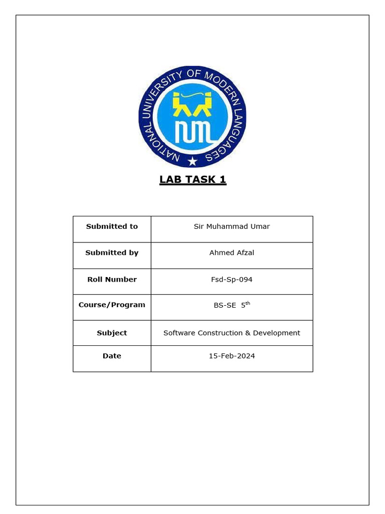 Ahmed Afzal SDC Lab Task 1 | PDF