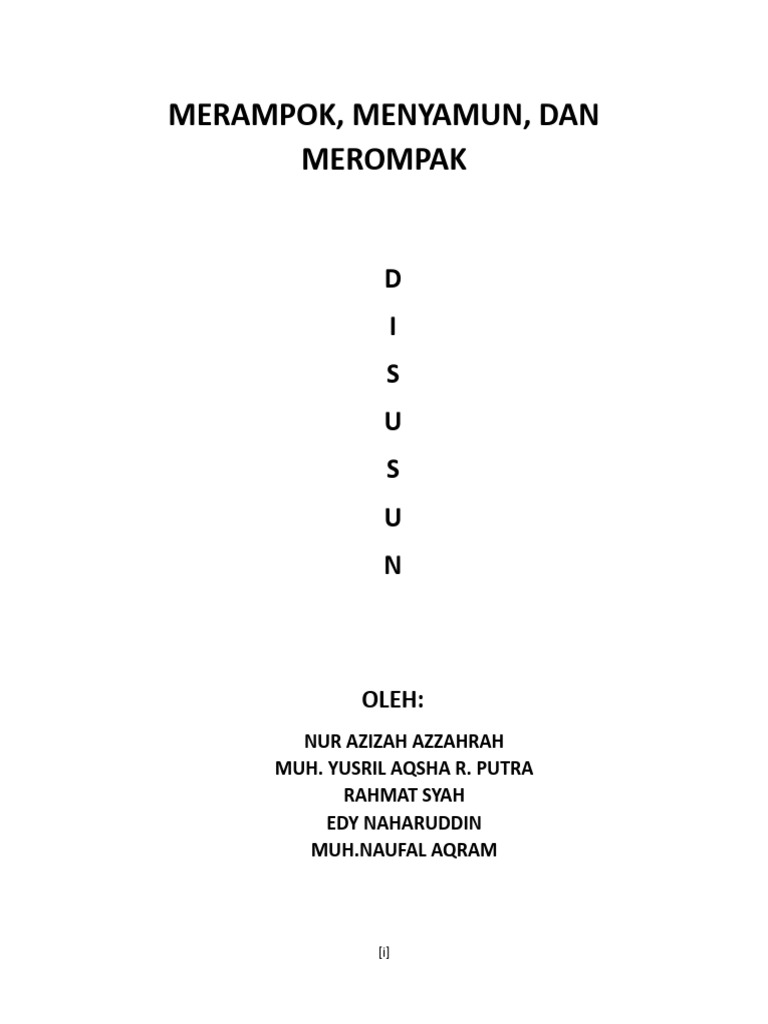 Makalah Fikih - Merampok, Merompak, Dan Menyamun | PDF