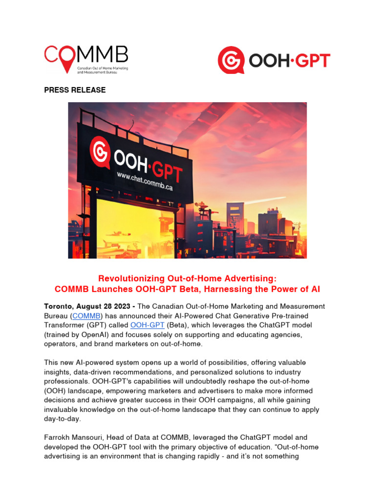 Revolutionizing Out-of-Home Advertising - COMMB Launches OOH-GPT Beta ...