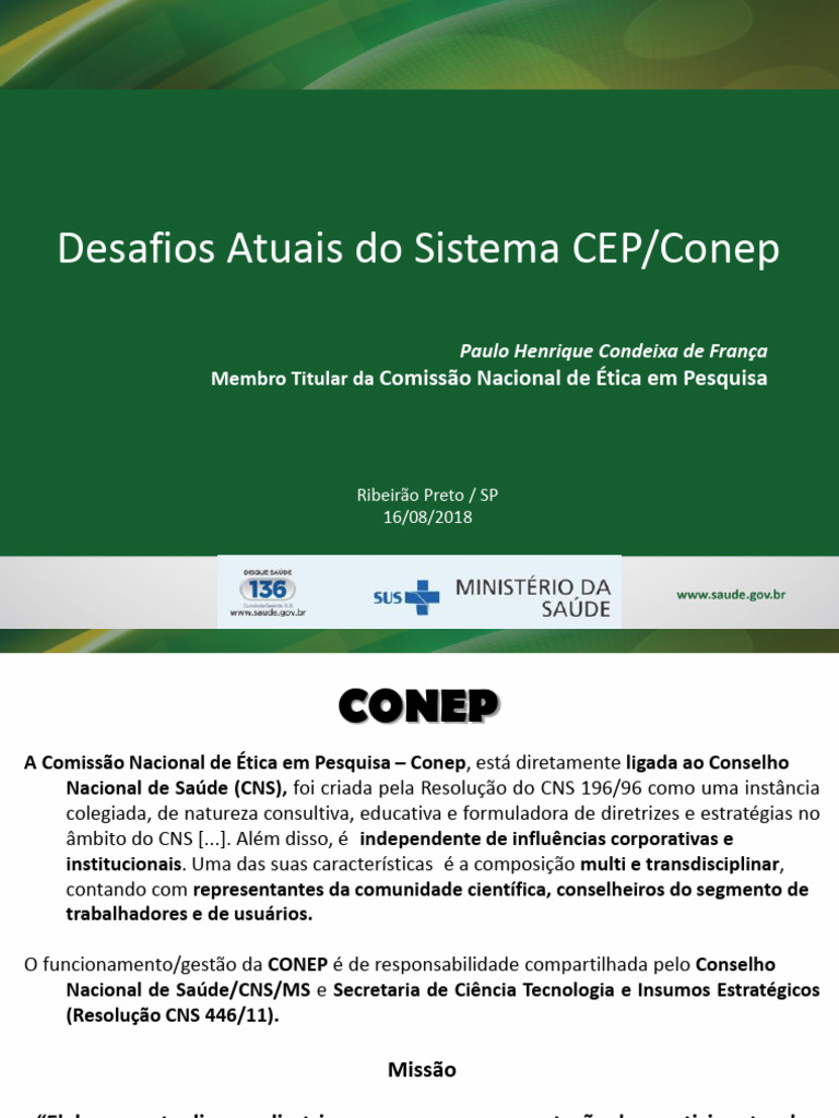 Apresentacao Desafios Do Sistema Cep Conep | PDF | Emenda ...