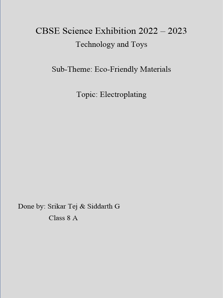 CBSE Science Exhibition 2022 | PDF