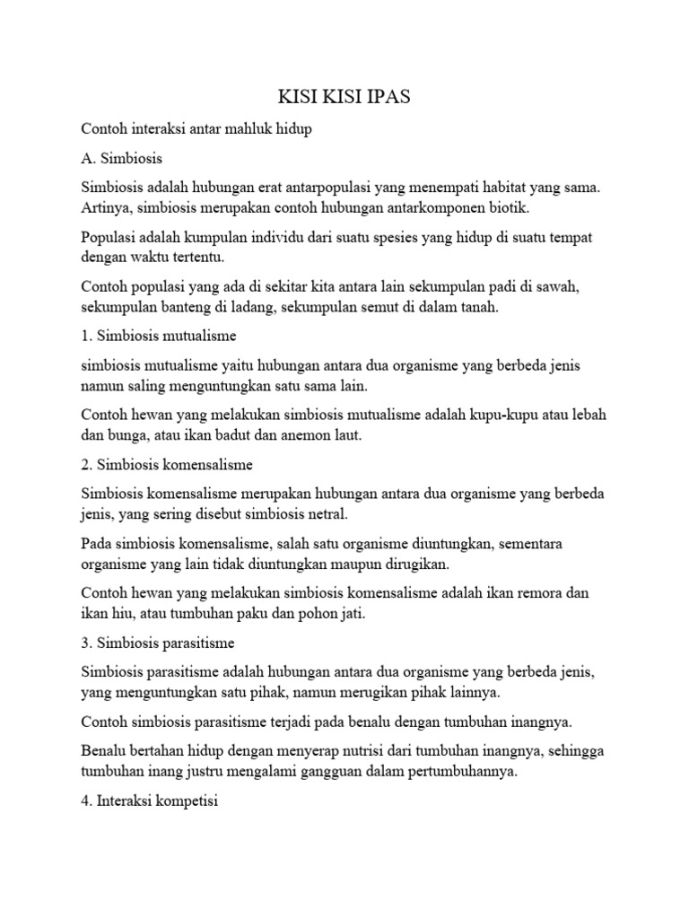 Kisi Kisi Ipas | PDF | Sains & Matematika