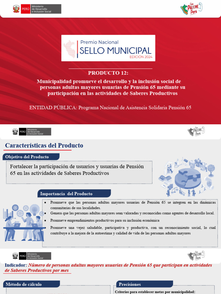 PPT PRODUCTO 12 - PENSION 65 - Sello Municipal 2024 | PDF