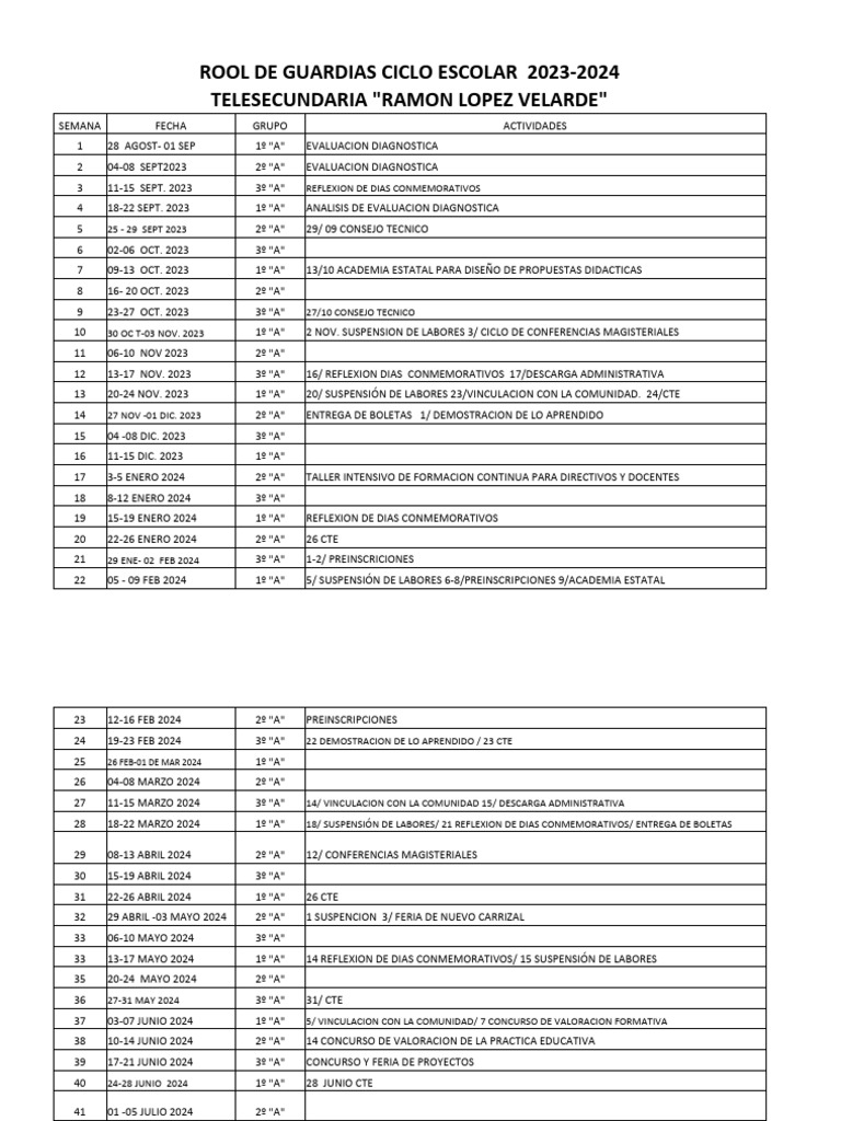 Guardias 2023-2024 | PDF