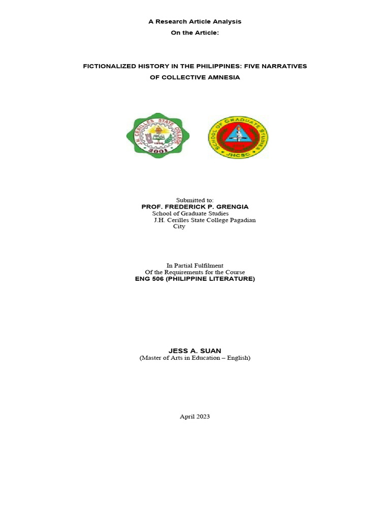 Jhun-Jhun's Game in Historical Context | PDF | Philippines | Survey ...