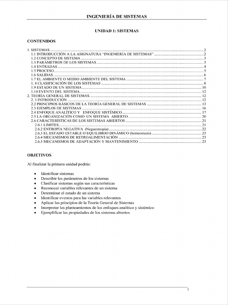 Sistemas - Unidad 1 | PDF