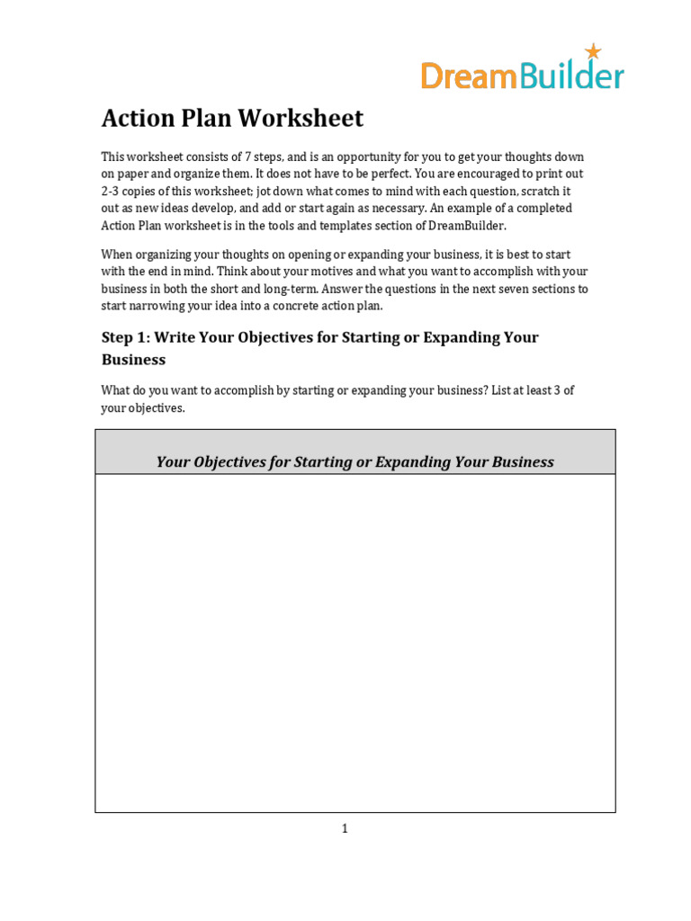 Action Plan Worksheet | PDF | Goal | Brainstorming