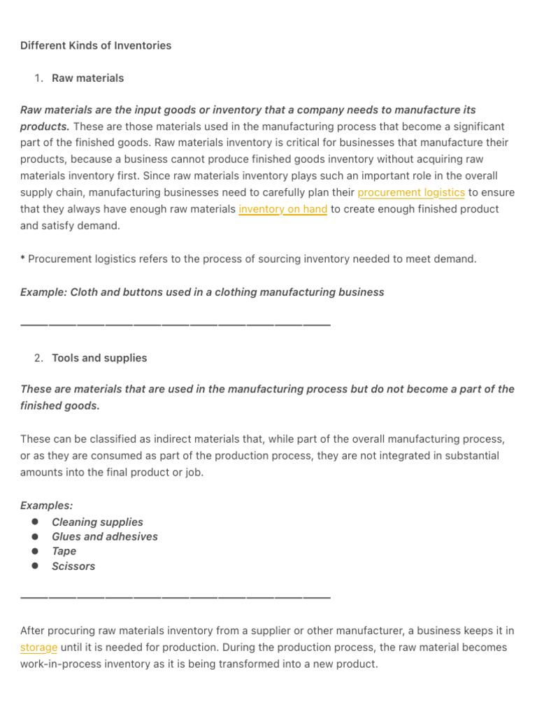 Different Kinds of Inventories | PDF | Inventory | Warehouse