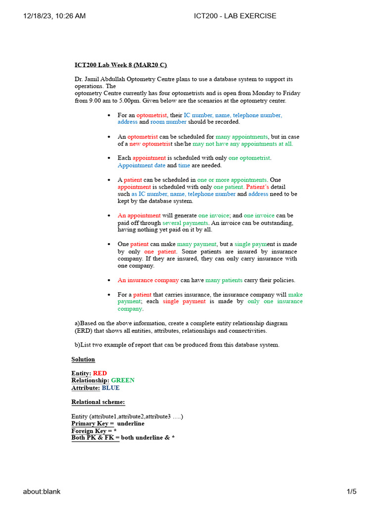 ICT200 - LAB EXERCISE | PDF | Databases | Data Management