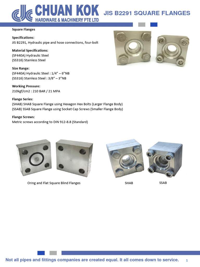 JIS B2291 Square Flanges Specifications | PDF | Screw | Mechanical ...