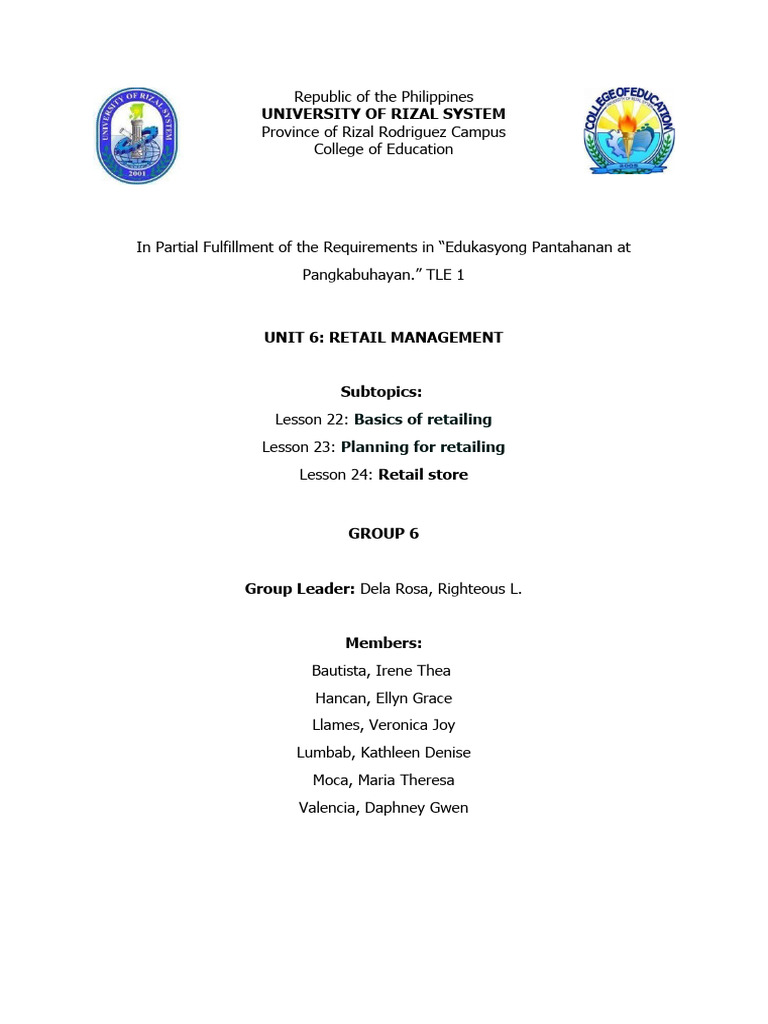 Unit 6 - Retail Management-Quiz | PDF | Retail | Marketing