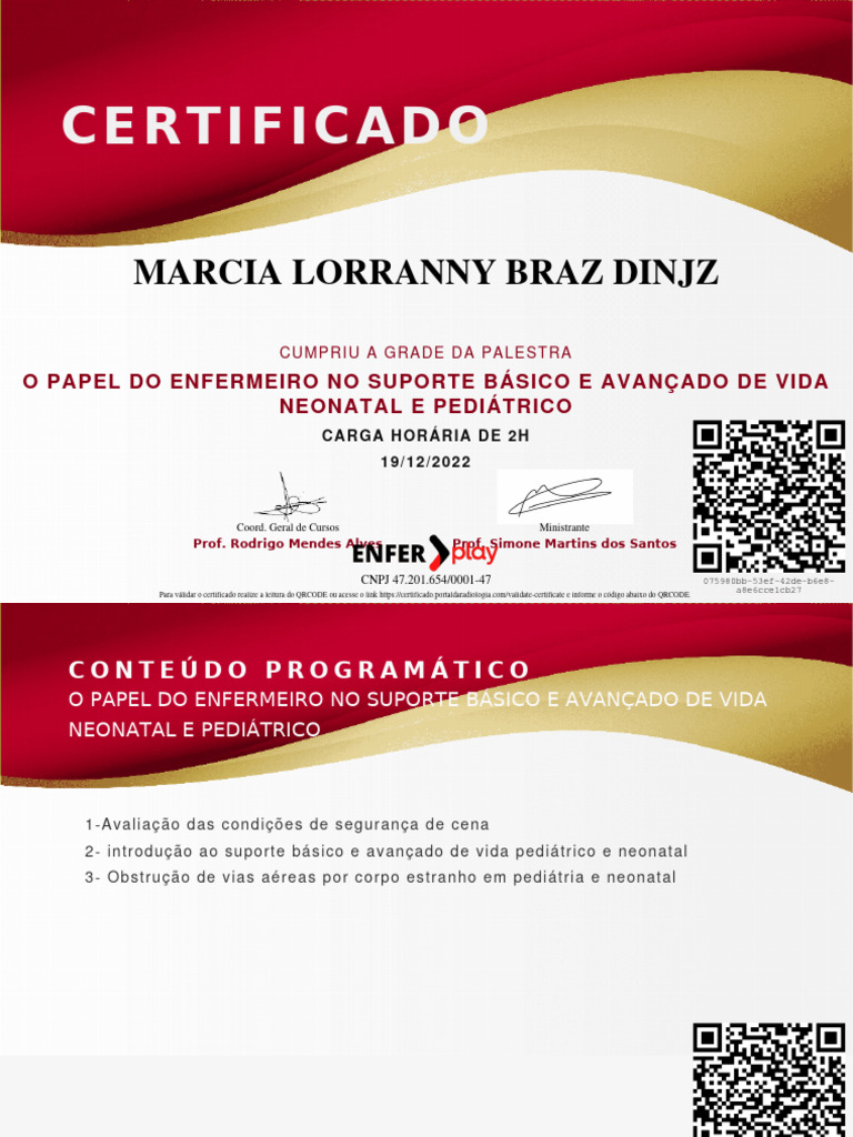 Certificado: Marcia Lorranny Braz Dinjz | PDF