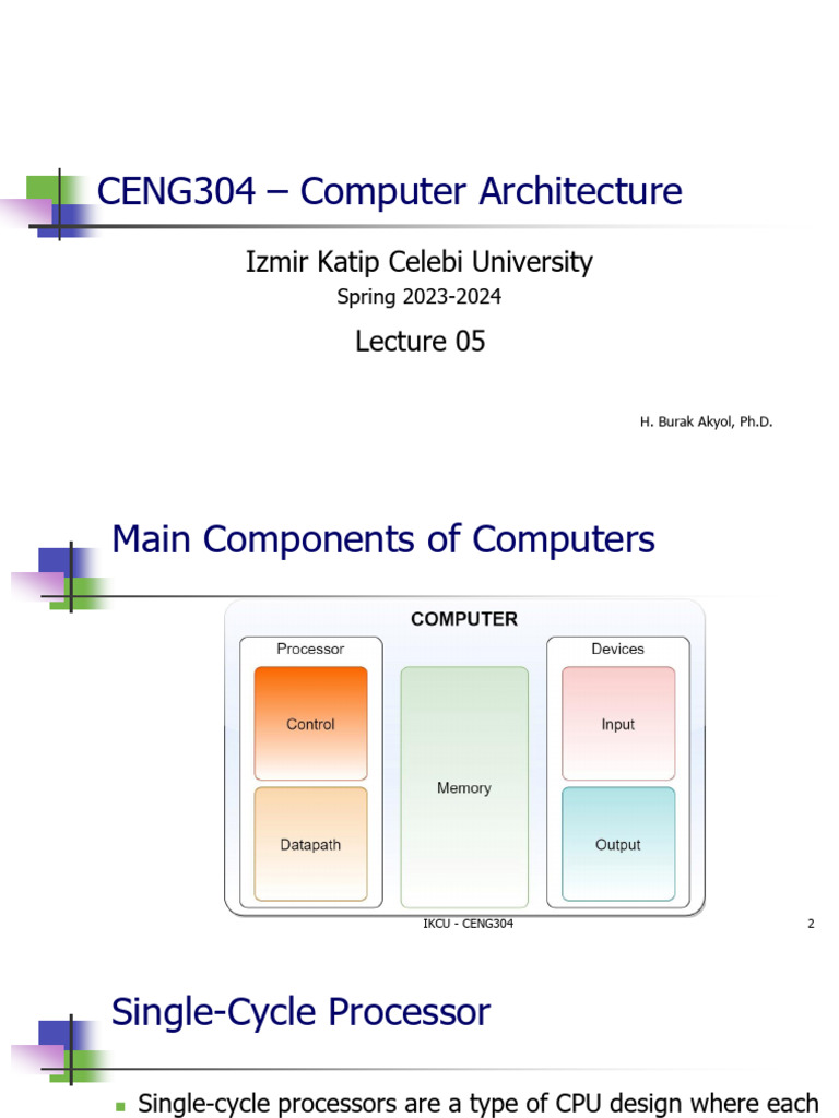 Single-Cycle Processor Design Overview | PDF | Computer Architecture ...