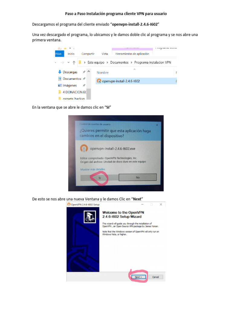 Instructivo para La Instalación Del Cliente VPN | PDF | Ventana (informática) | Archivo de ...