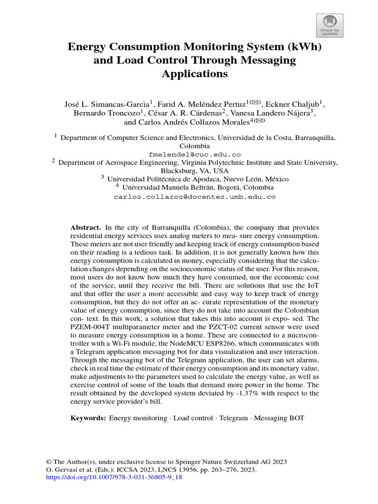 Energy Consumption Monitoring System (KWH) and Load Control Through Messaging Applications | PDF ...