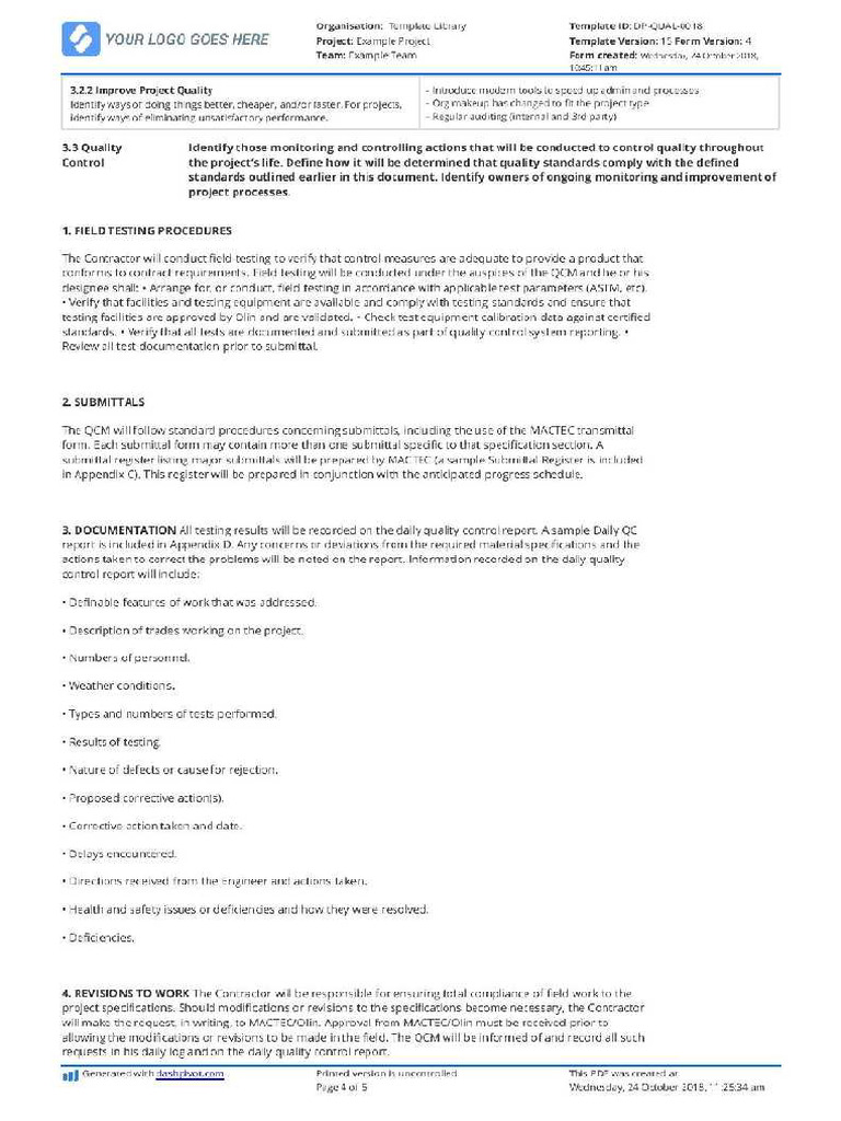 Quality Control Plan For Construction 12 Page 004 | PDF