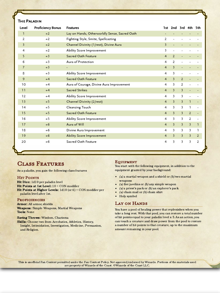 Paladin Revised - 5e | PDF