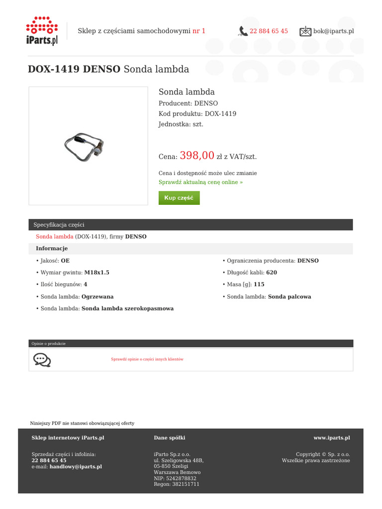 Sonda Lambda Denso Dox 1419 | PDF